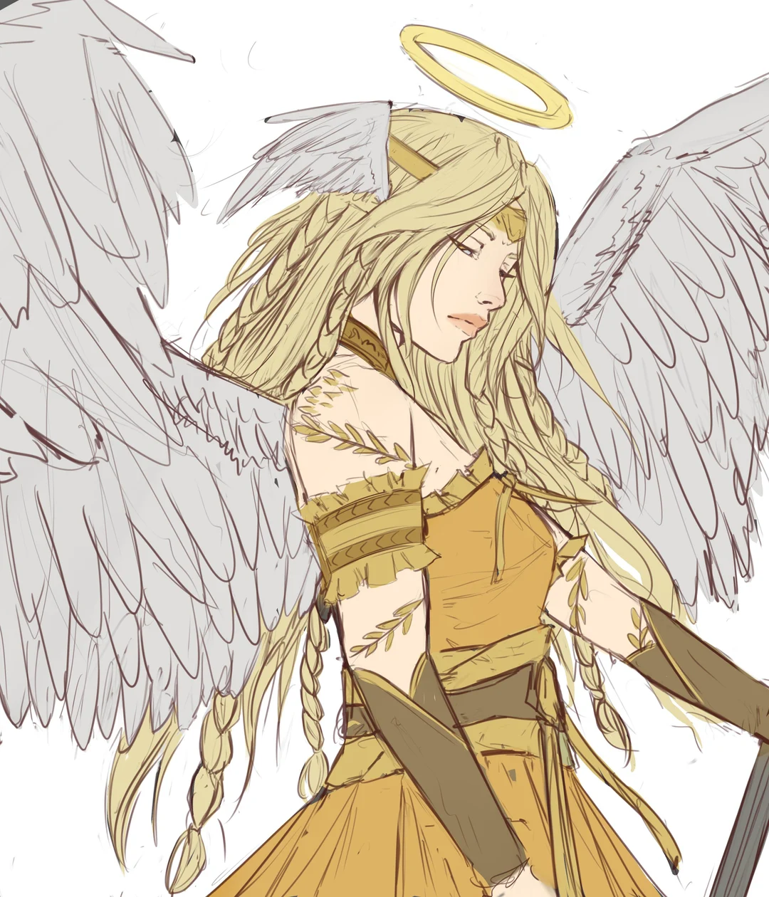 Discover more like ImaginaryCharacters: [OC] Sketch of a warrior angel I made this week and ...