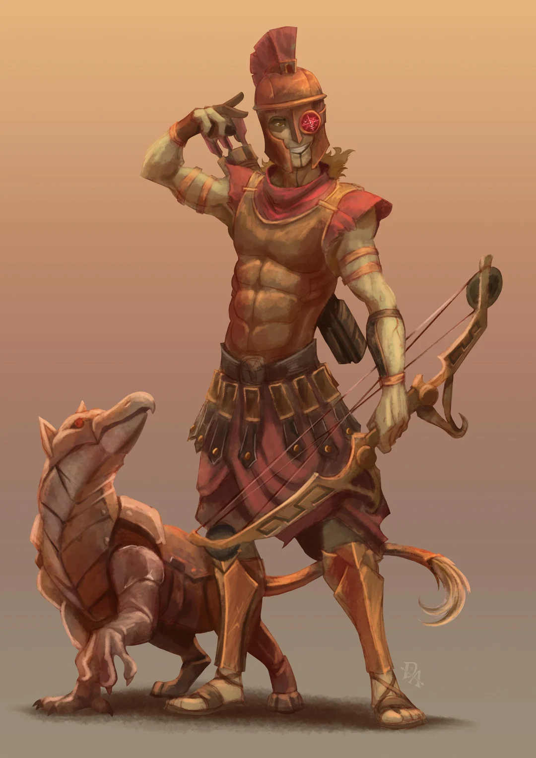 [OC][Art] The Hoplite and the Griffin - Yuan-Ti Battlesmith Sharpshooter | Scrolller