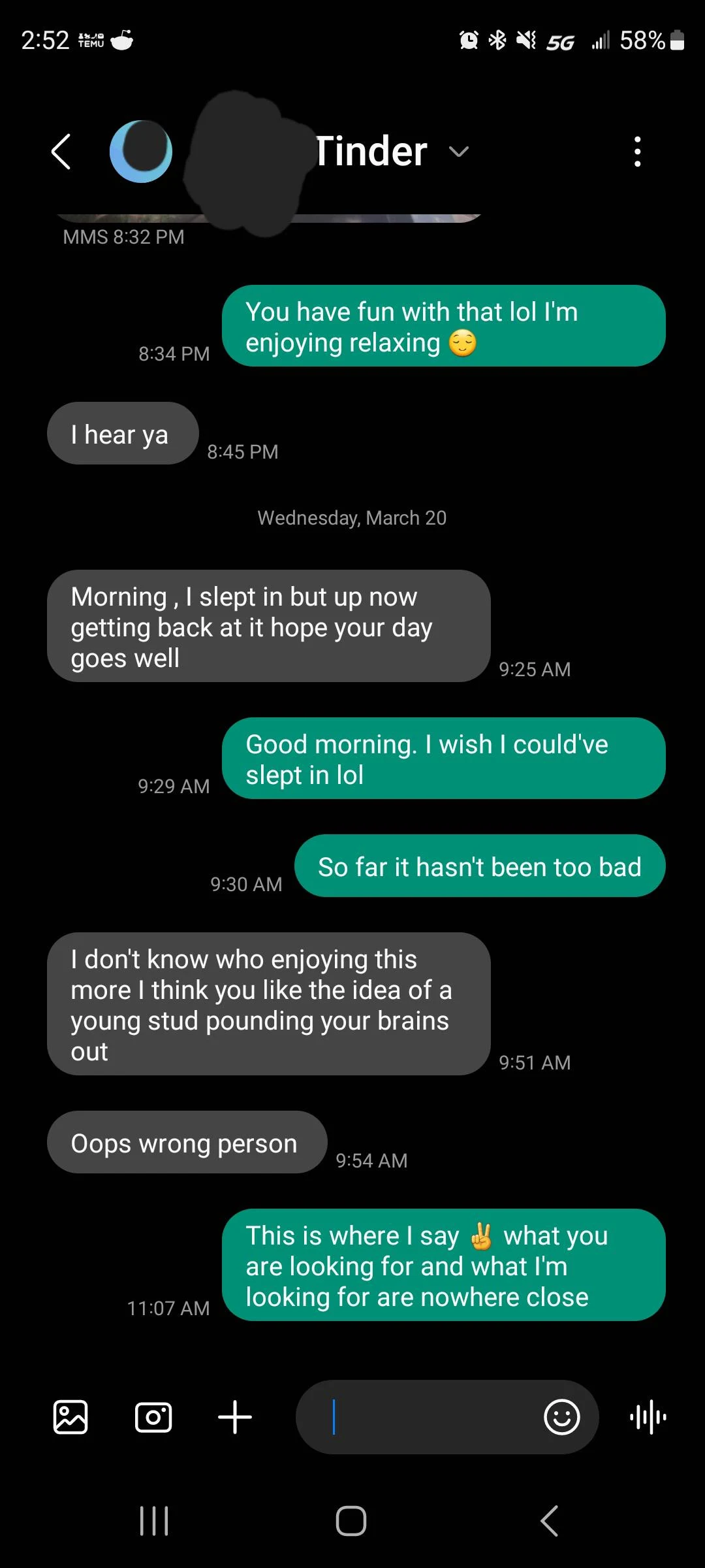 Tinder oops text | Scrolller