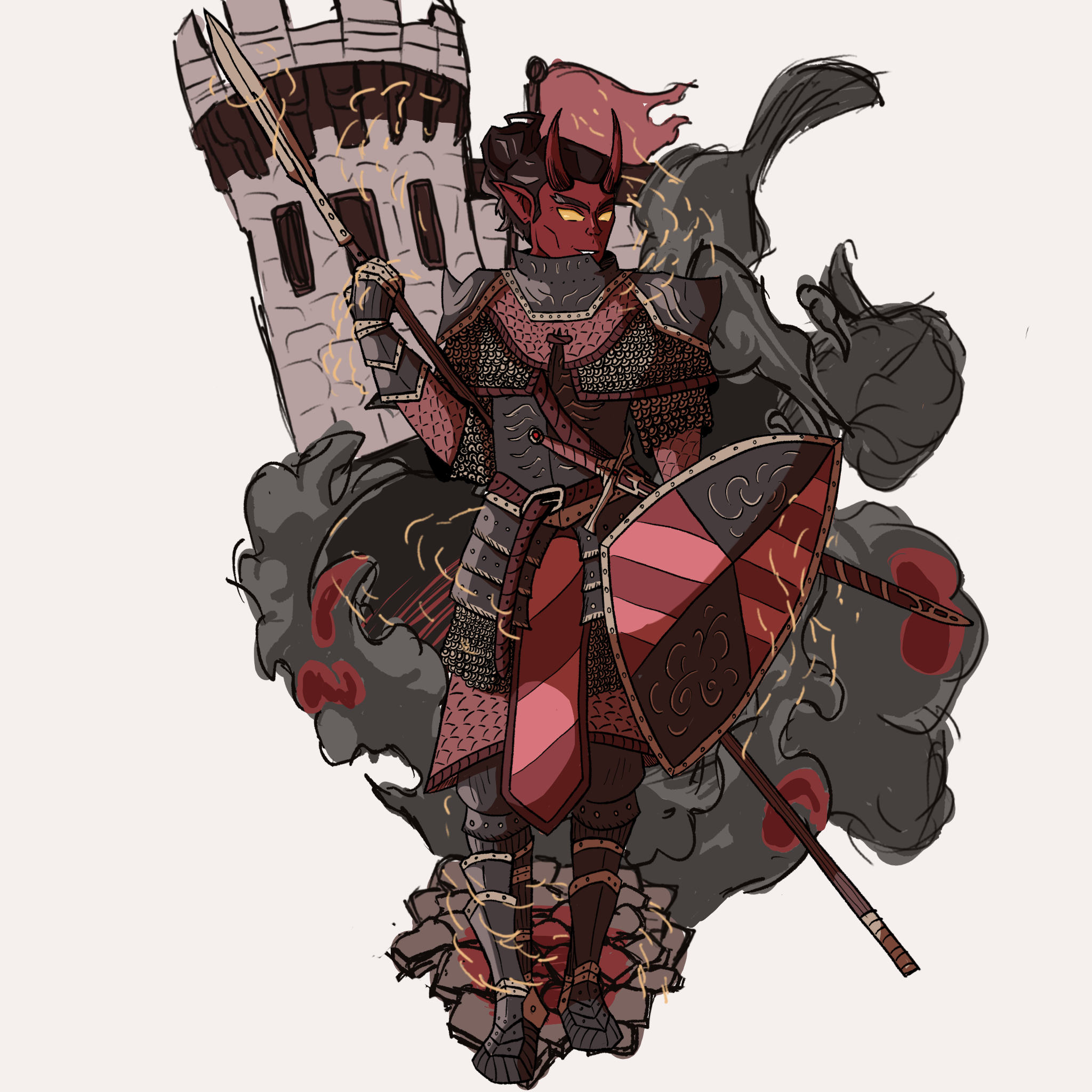 [OC][Art] Apollyon, Tiefling Oathbreaker Paladin/ Hexblade Warlock | Scrolller