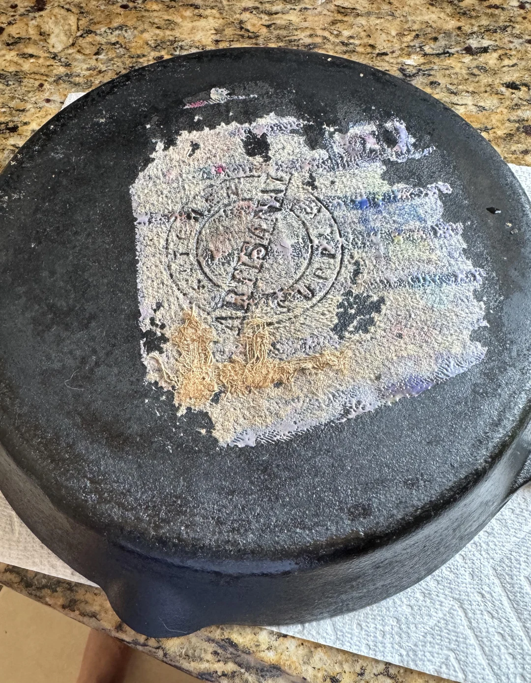 Need advice - heating pad burned into my cast iron pan | Scrolller