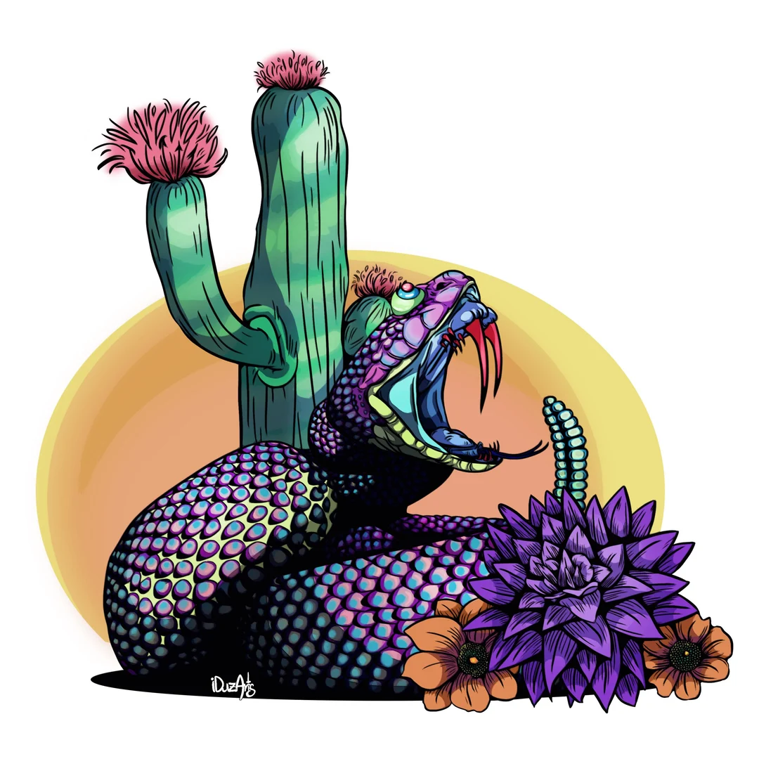 Psychedelic Rattle Snake, iDuzArts, digital drawing, 2024 | Scrolller