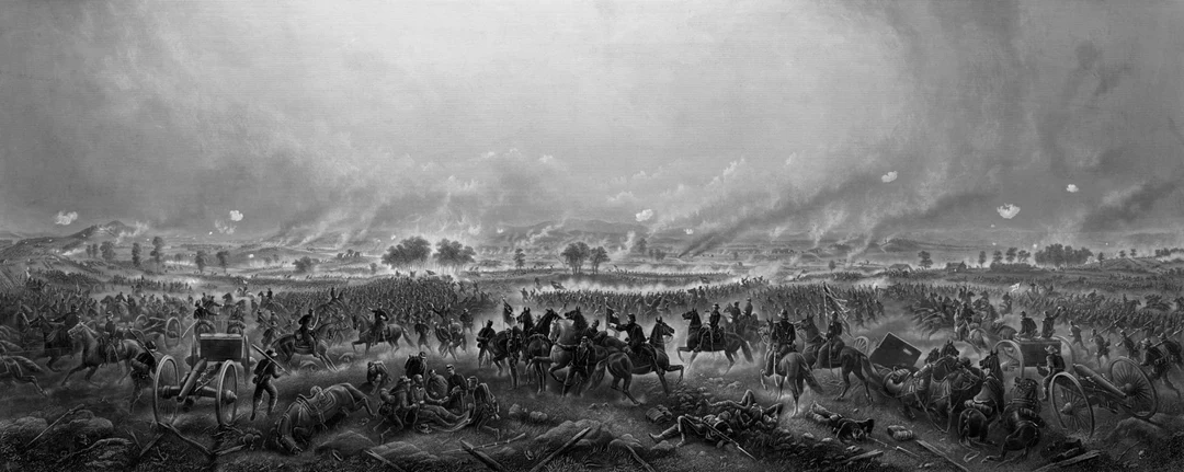 Gettysburg, Repulse of Longstreet's assault (1863) - Painted by James Walker; engraved by H.B ...