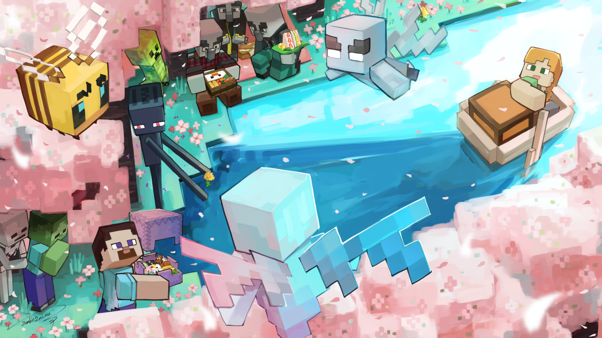 I drew a picnic under the cherry blossom trees! | Scrolller