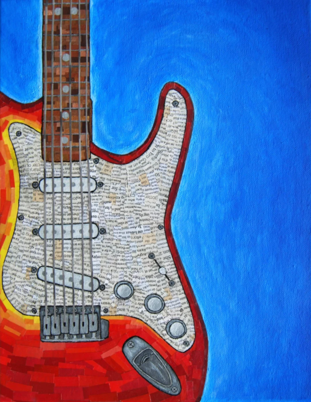 Guitar, Me, Mixed Media(Repurposed paper, acrylics), 2019 | Scrolller