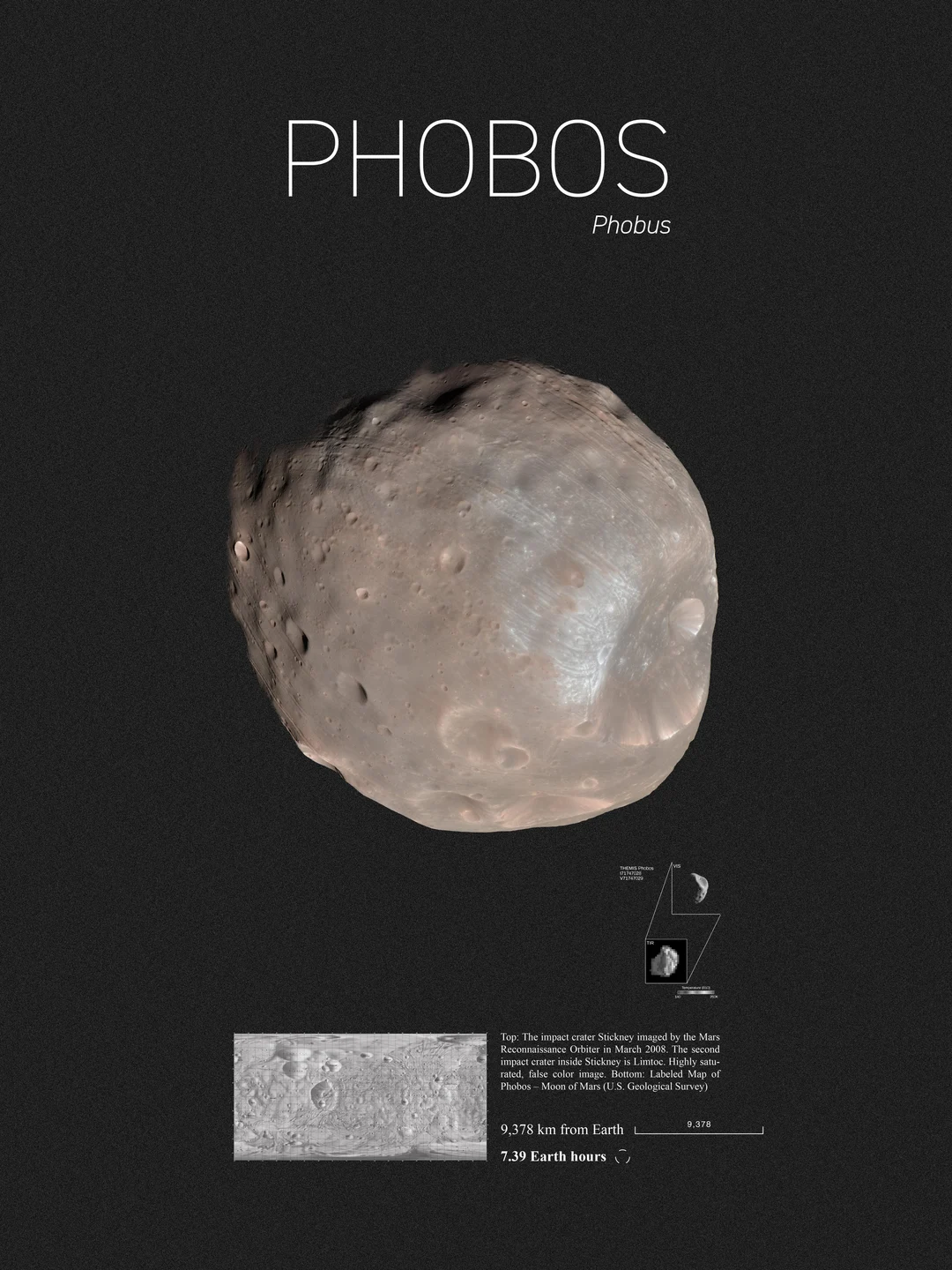21 Days of daily Celestial bodies Posters. Today we have Phobos, Mars' moon. Phobos is the ...