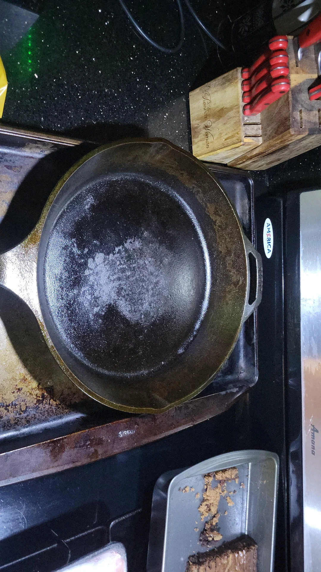 First cast iron. Can't seem to get this rough patch to season. Any suggestions? | Scrolller