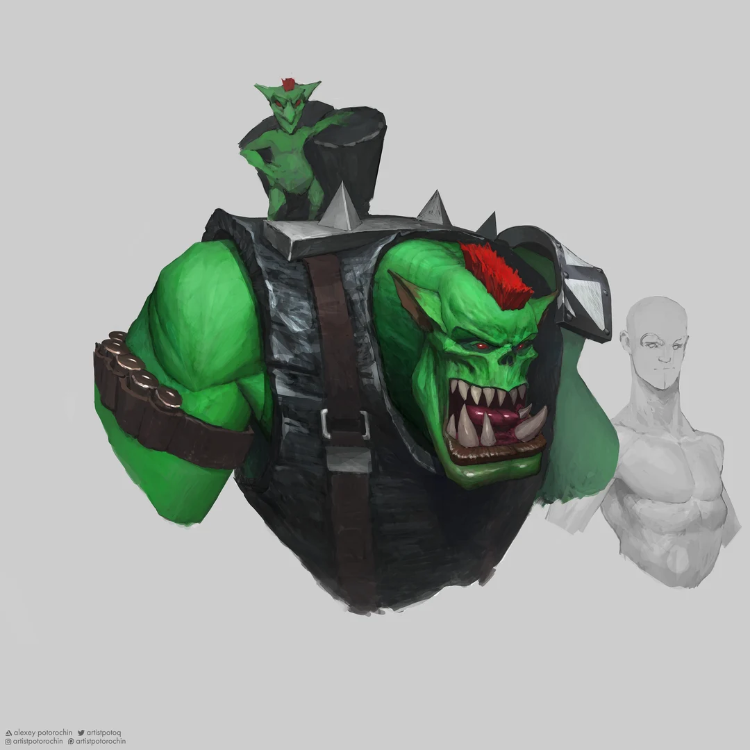 Ork boy with a little snotling companion | Scrolller