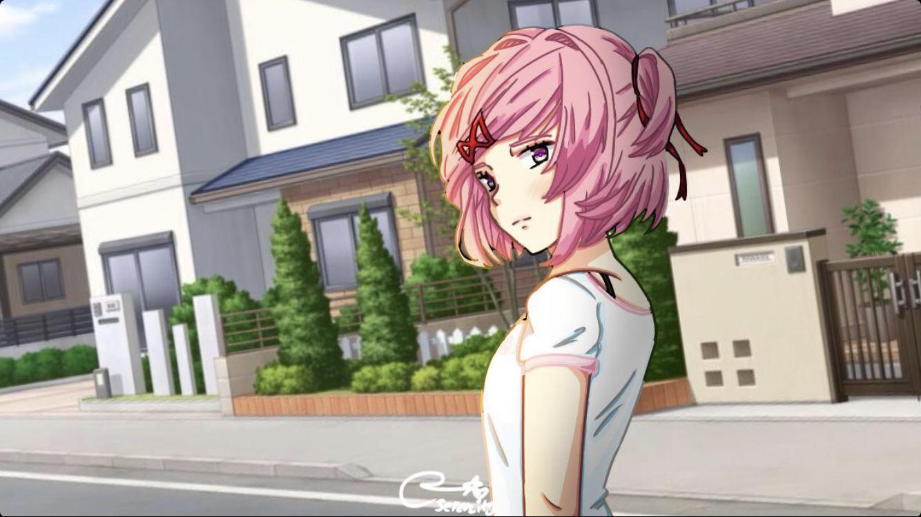 Walking Home with Natsuki (Artist:bbybunnyUwU9) | Scrolller