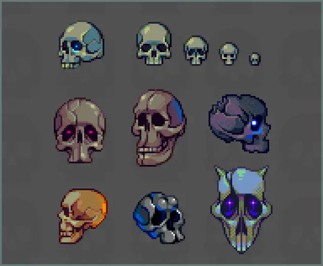 Skulls, me, pixelart, 2022 | Scrolller
