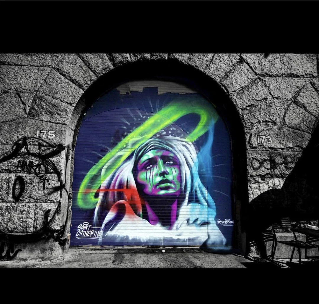 Saint Catherine - Patron saint of artists painted in Soho NYC Instagram: @drepstah | Scrolller