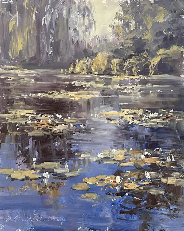 Pond Edges, Christine Lashley, Oils on Panel, 2023 | Scrolller