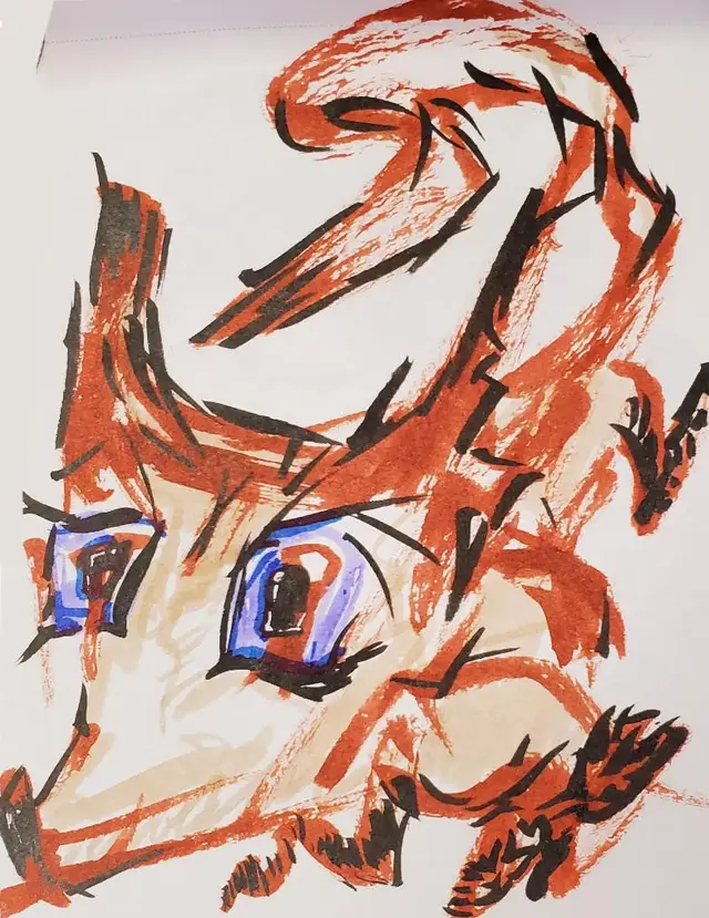 Fox sketch with brush pens | Scrolller