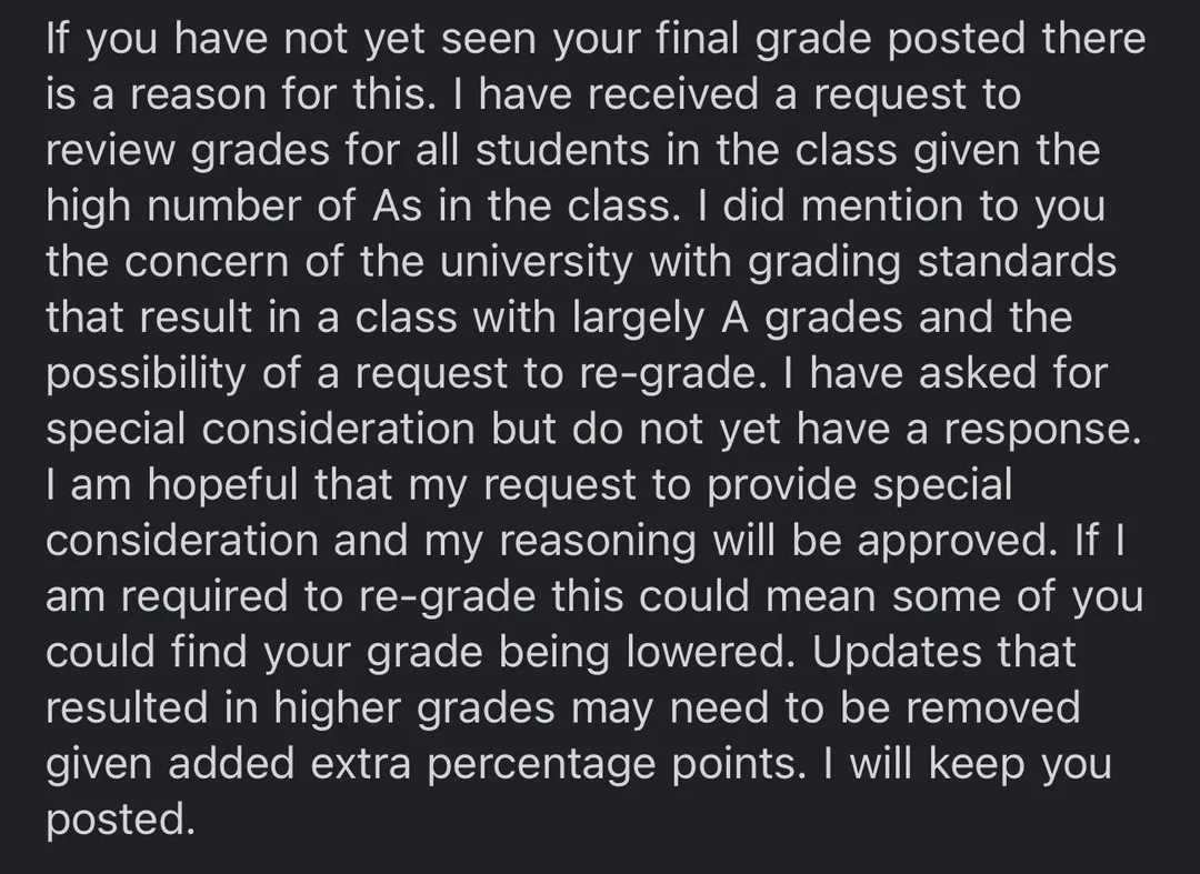 Discover more like College: Our university is asking one of our professors to lower everyone's ...