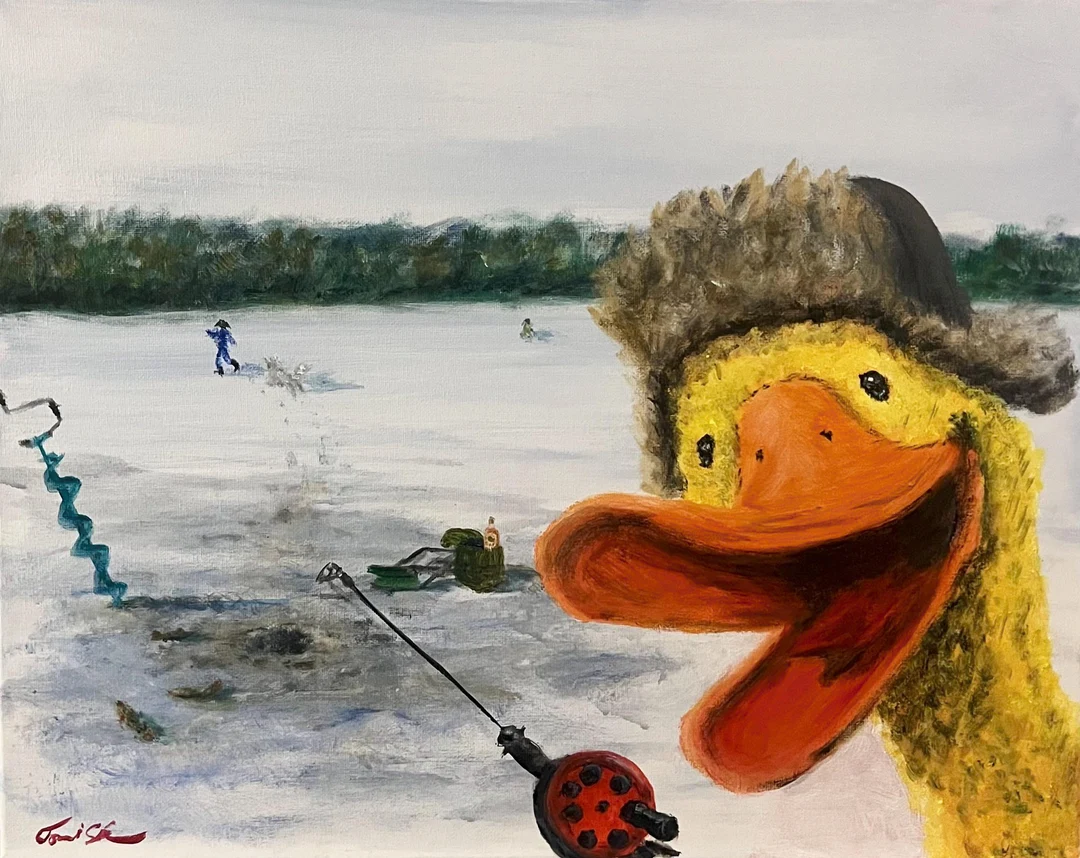 Fishing duck selfie, Mrlussukka, acrylics,2023 | Scrolller