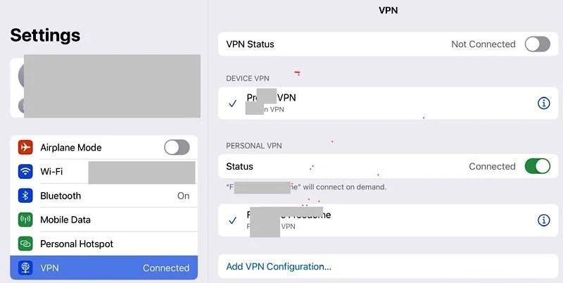 Is my VPN working when Setting-VPN status shows “not connected”which contradicts IP lookup tool ...