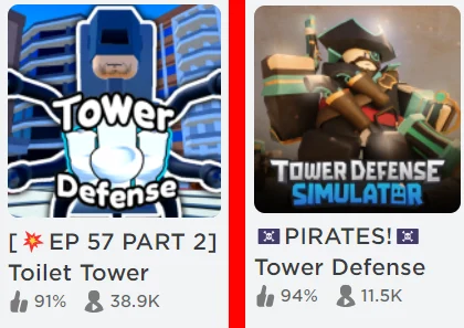 We live in a world where Toilet Tower Defense has more players than TDS... | Scrolller