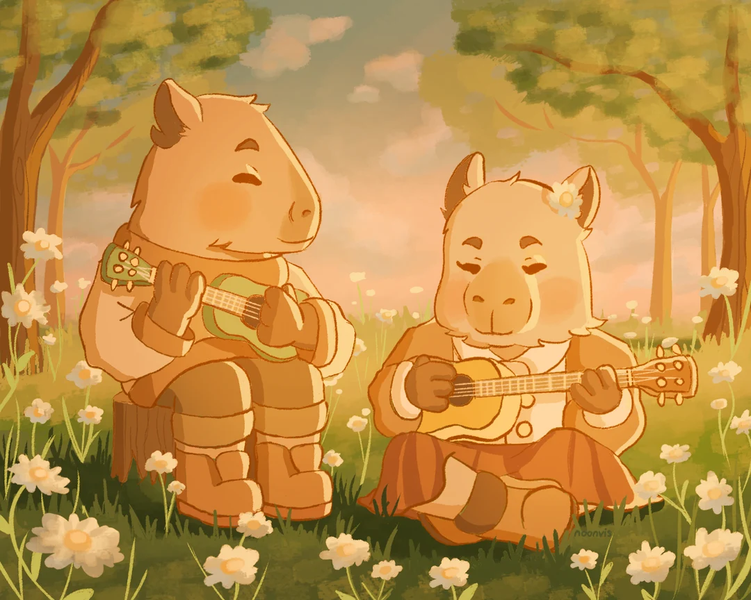 A happy capybara couple by me :D | Scrolller