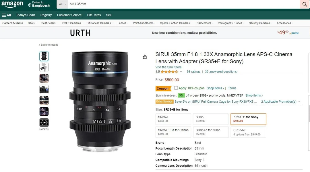 Sony A7c with 35mm Anamorphic | Scrolller