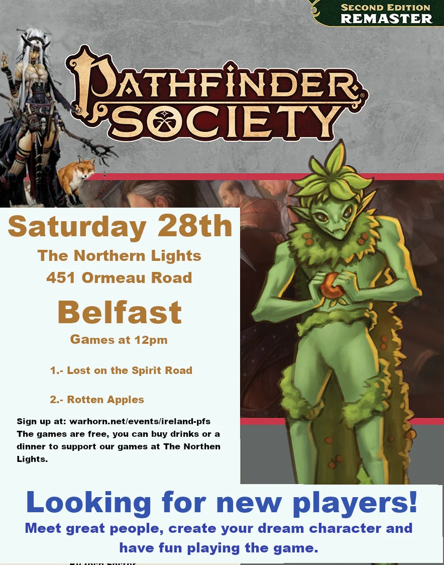 Pathfinder in Belfast (The Northern Lights) looking for new players. | Scrolller