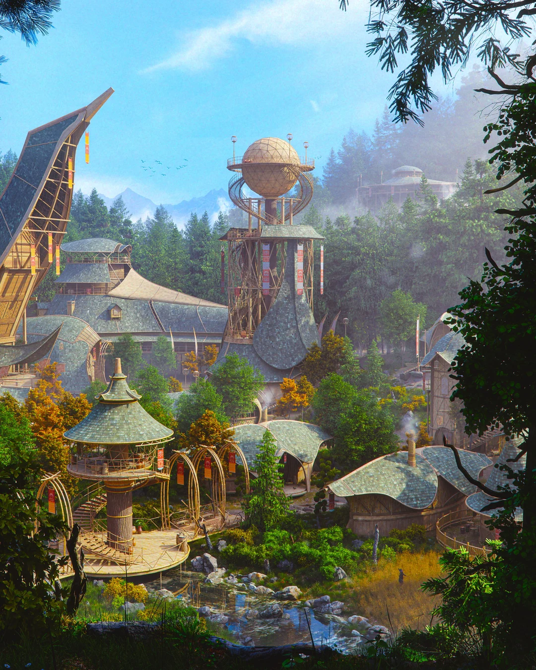 Artwork - Hillside Village, Me, 3D Render, 2022 | Scrolller