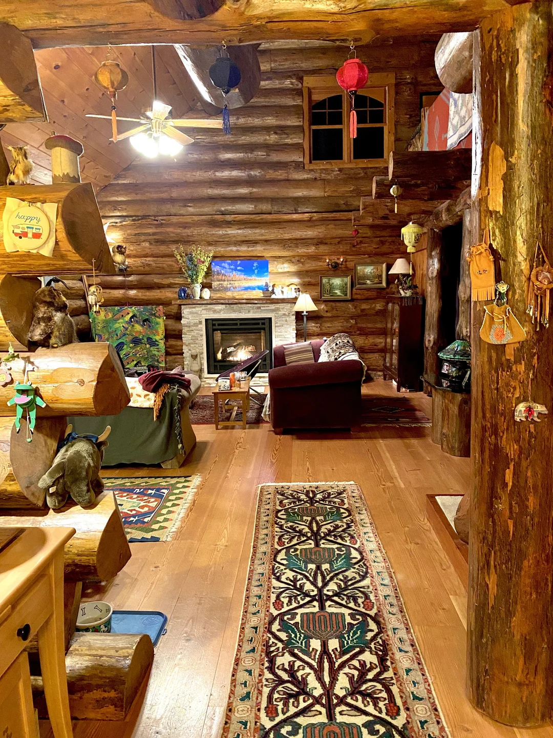 Relaxing evening in a log cabin | Scrolller