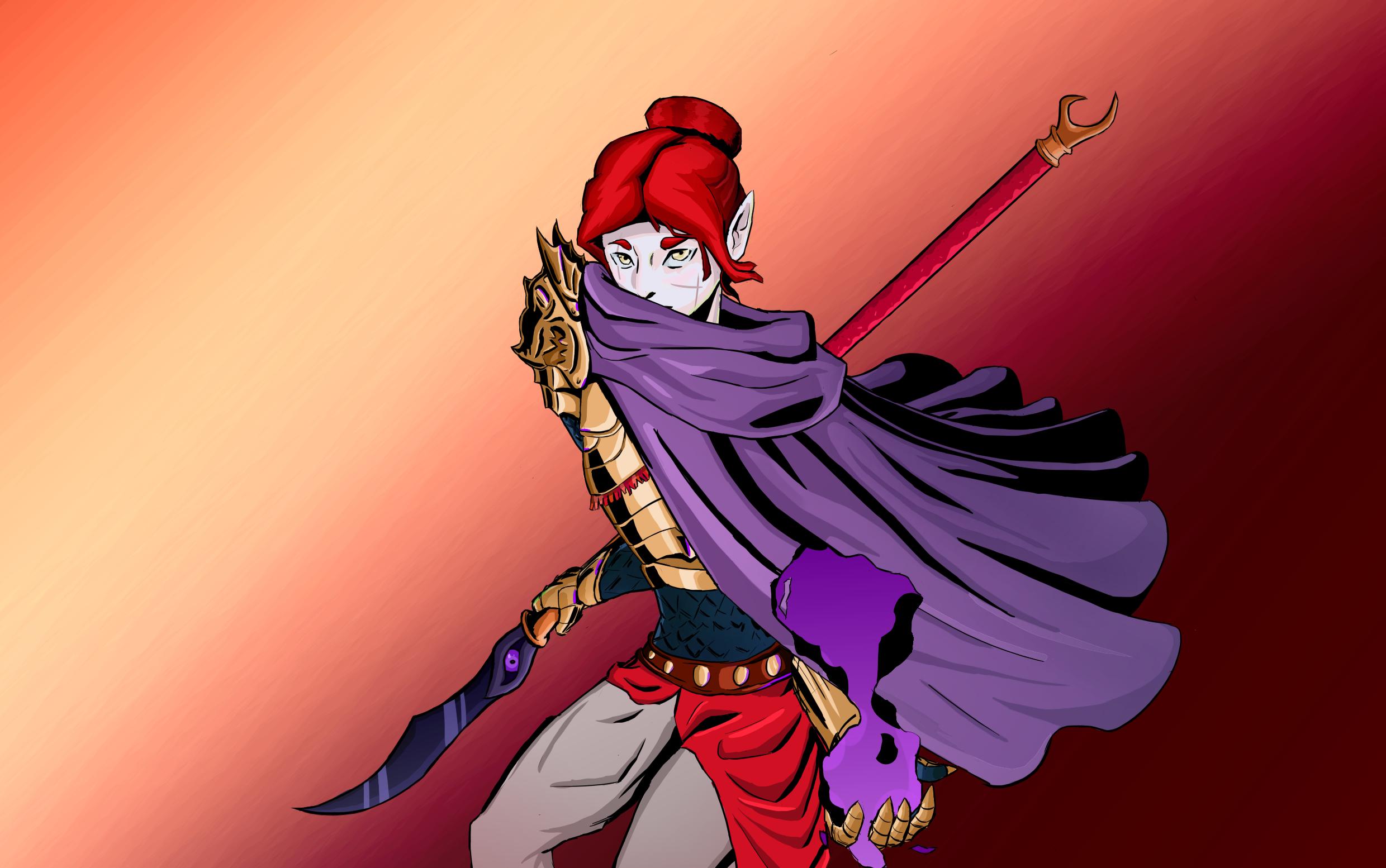 [OC][ART] an art I made of my Hexblade Warlock, Millicent Waeslamin | Scrolller