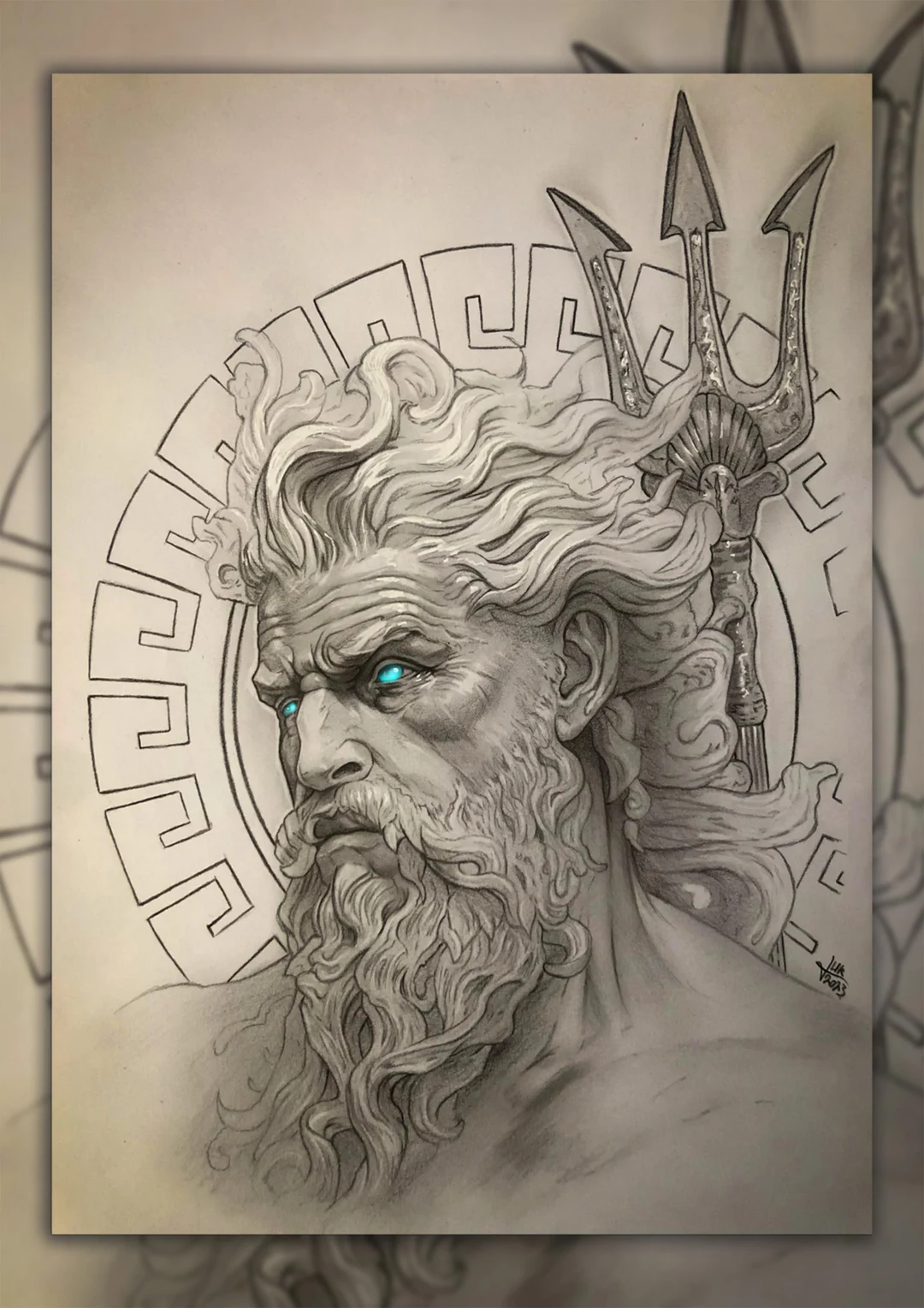 Poseidon, Thk Art(me), Pencil Drawing, 2023 | Scrolller