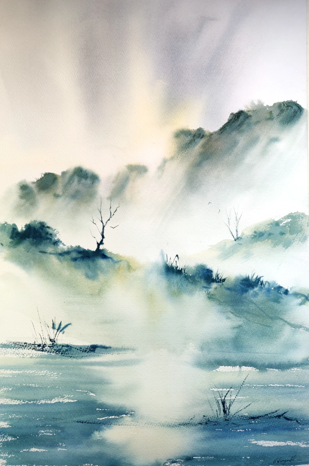 Hillside, Me, Watercolour, 2022 | Scrolller