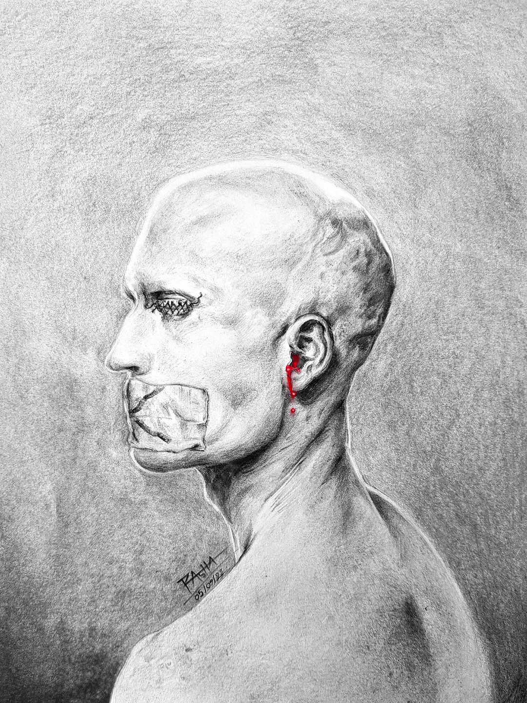 Listen and Obey, Me (Maskawath Rasha), Pencil, 2022 | Scrolller