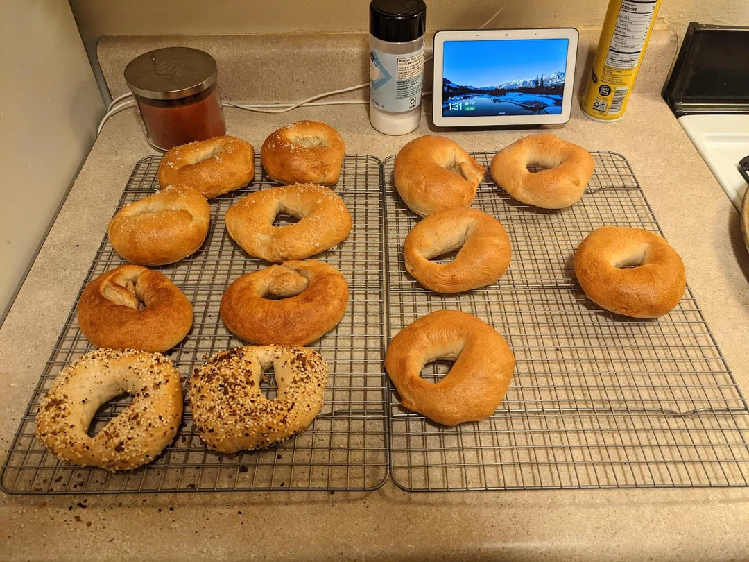 Took a baking class from King Arthur today and finally got to making some homemade bagels ...
