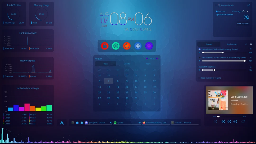 [KDE PLASMA] first rice, just desktop atm. turned out well I think. | Scrolller