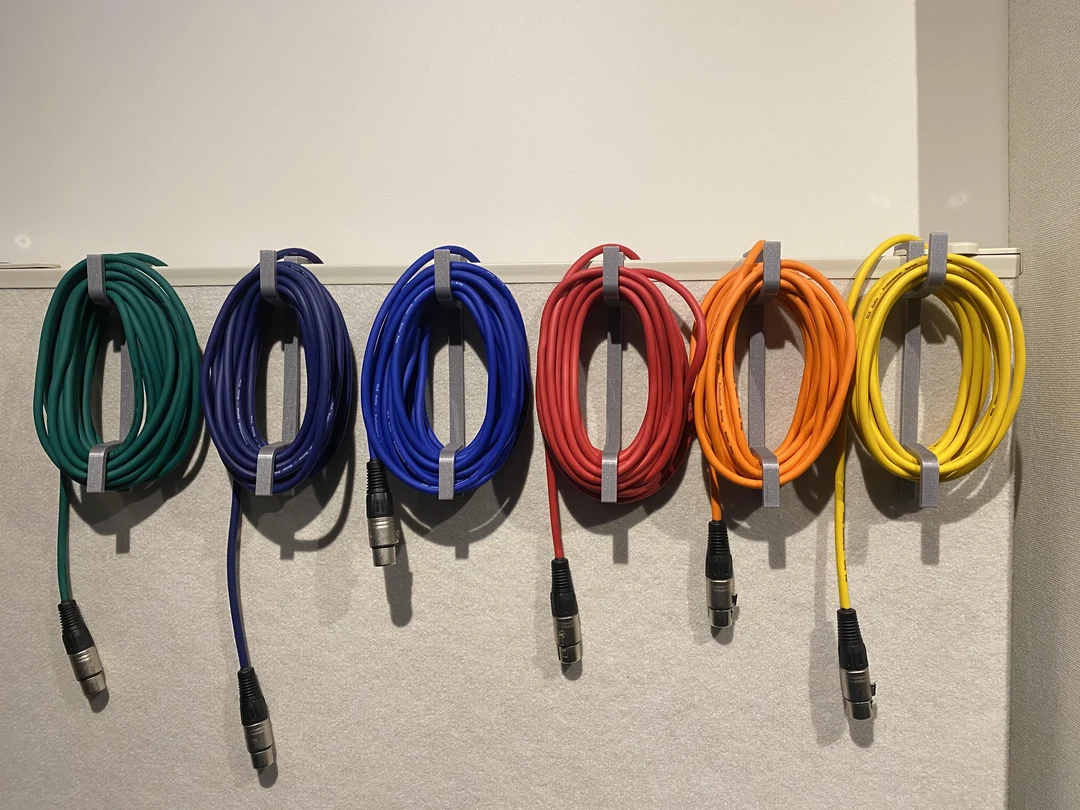 Designed and printed a few hanging cable wraps to organise our audio leads | Scrolller