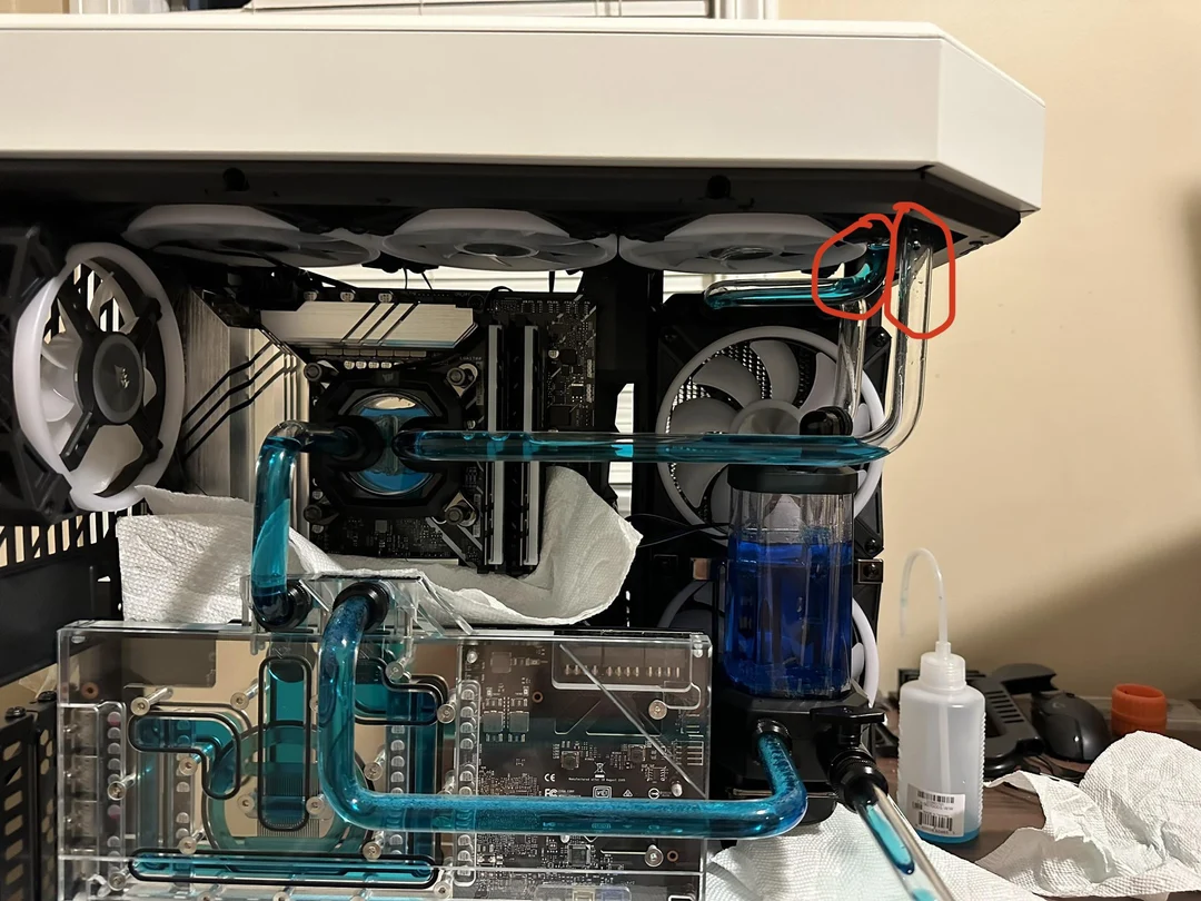 Both of these fittings leaking due to the bends being slightly too early before they go up into ...