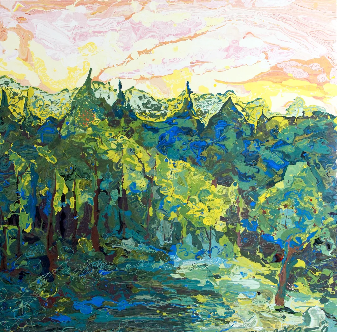 Behind the Trees, Jon Byrer, Enamel Oil, 2017 | Scrolller