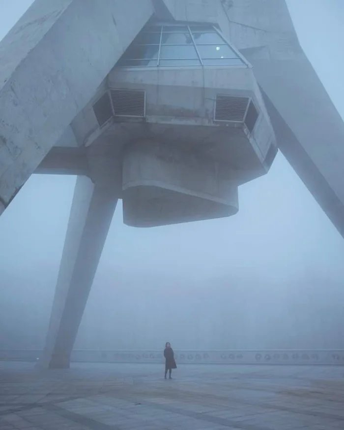 Under s 204m tall brutalism architecture TV tower, Serbia. Blade Runner vibes... | Scrolller