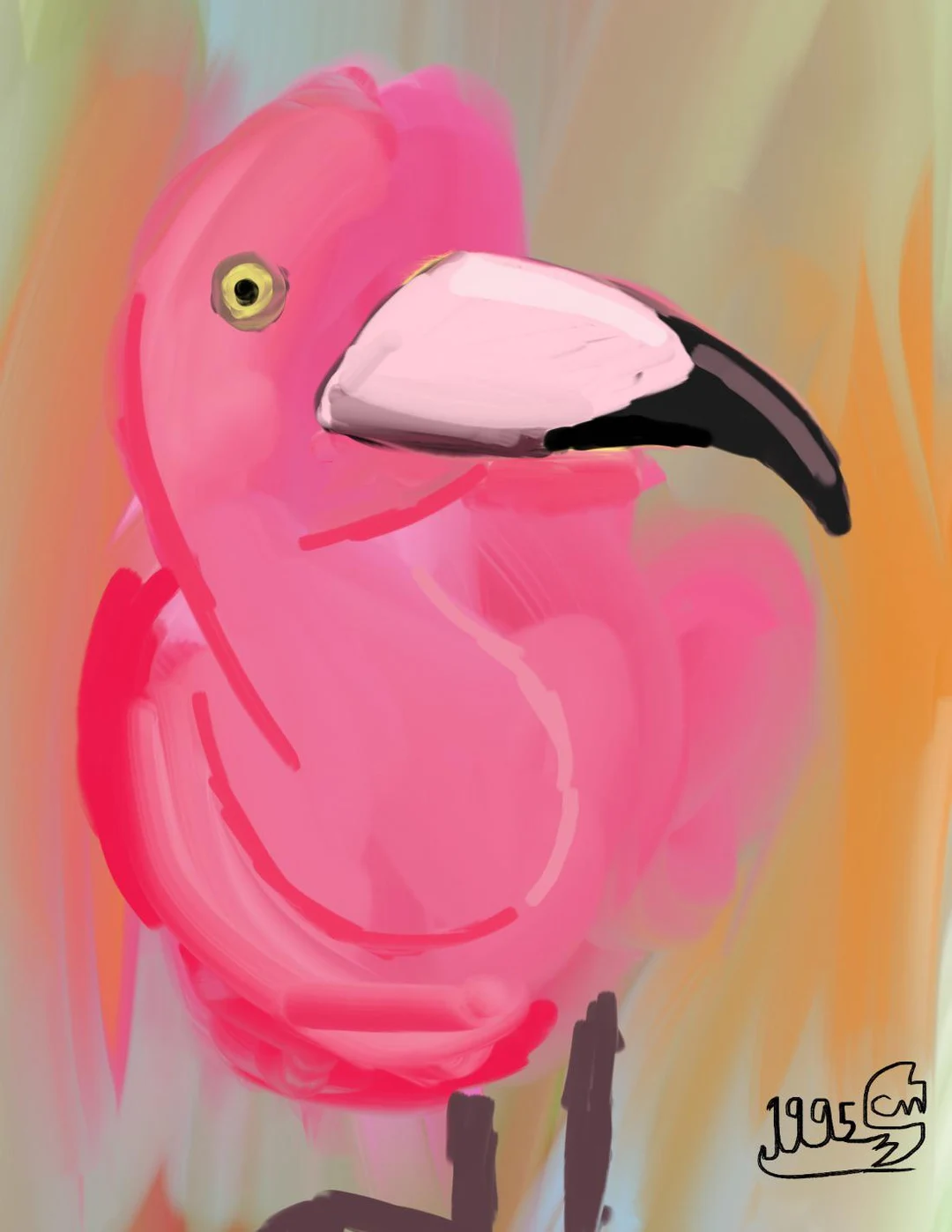 Flamingo, me, digital painting, 2023 | Scrolller