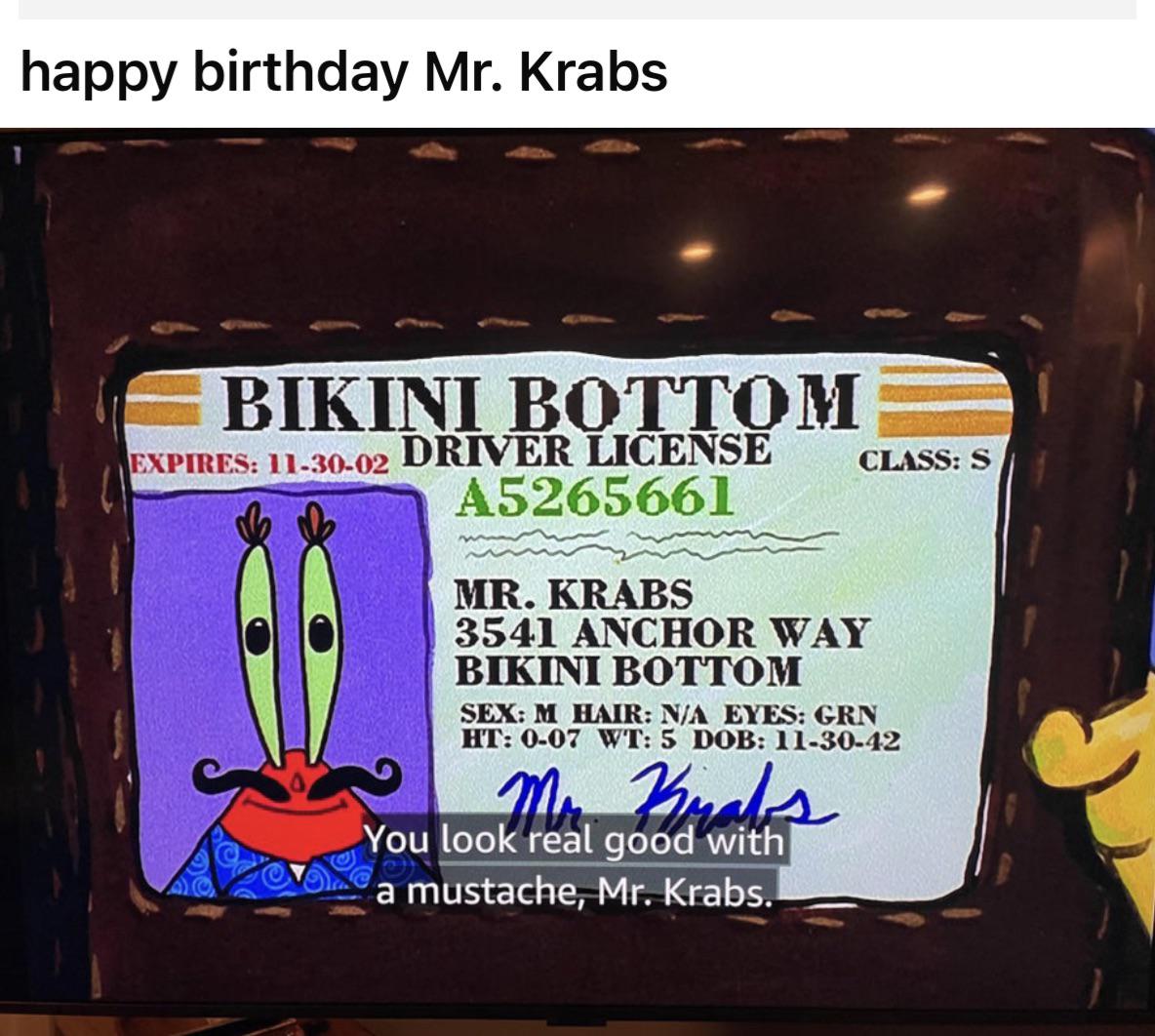 Happy bday Mr. Krabs! | Scrolller