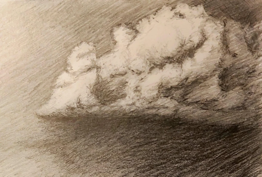 Cloud study, by me, graphite on paper, 2023 | Scrolller