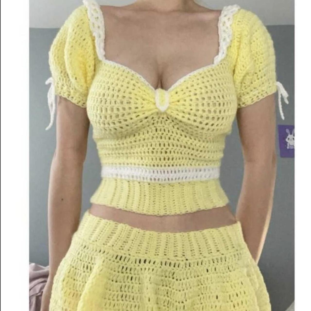 Yellow crochet puff sleeves top 💛 | Scrolller