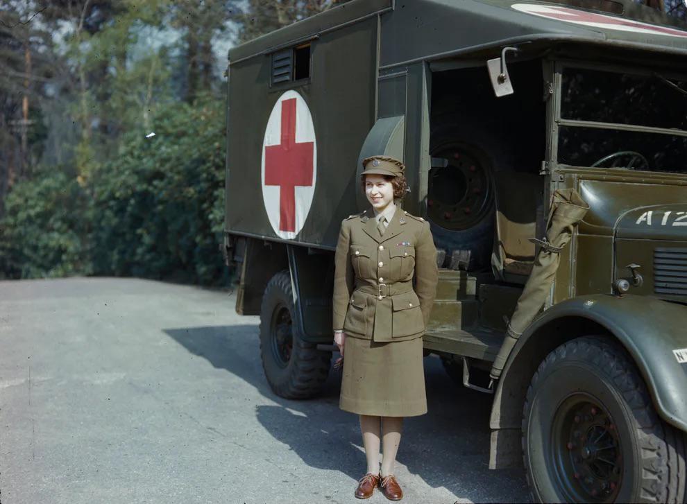 Three images of Queen Elizabeth during WW2 as a driver and mechanic. | Scrolller