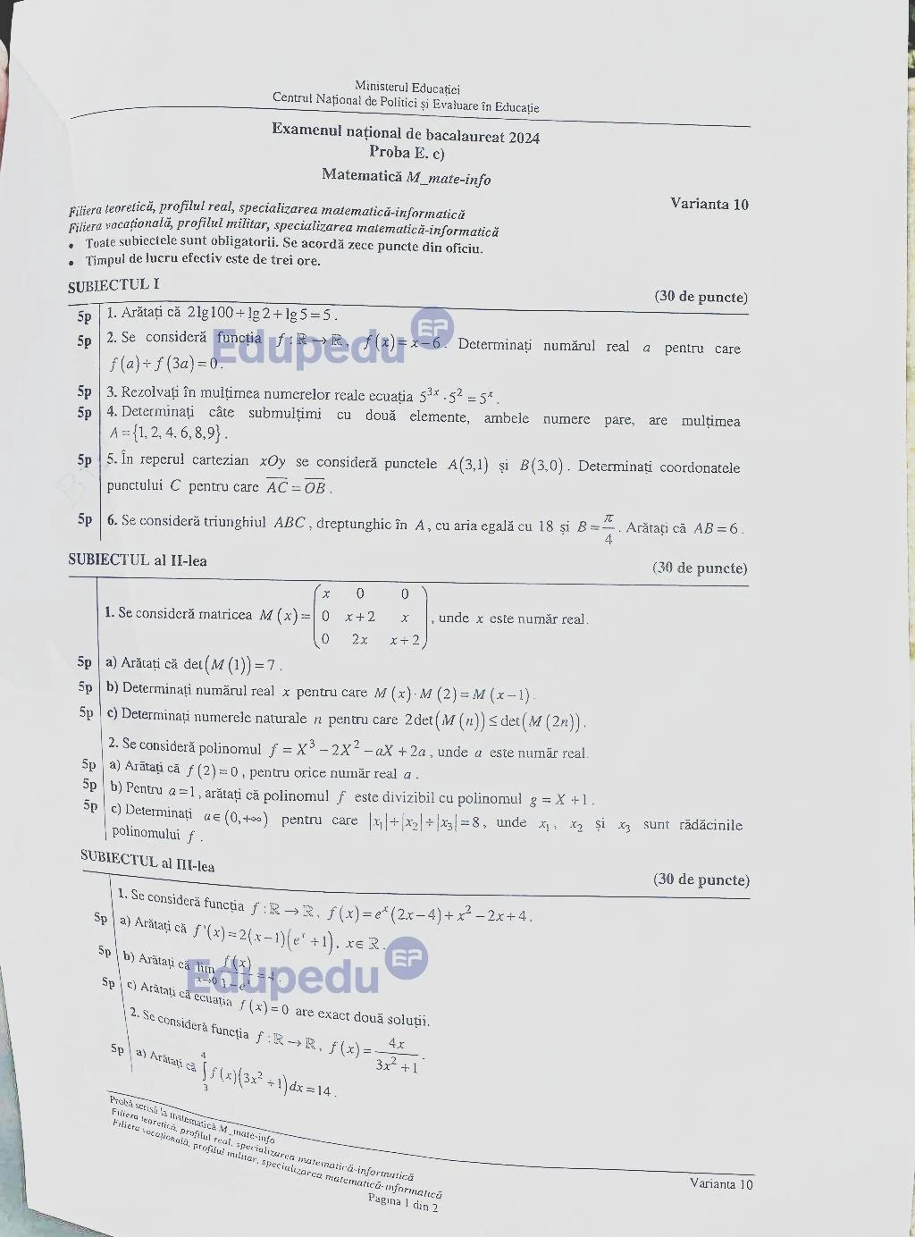 This is how a Romanian 12th grade final exam for math looks like | Scrolller