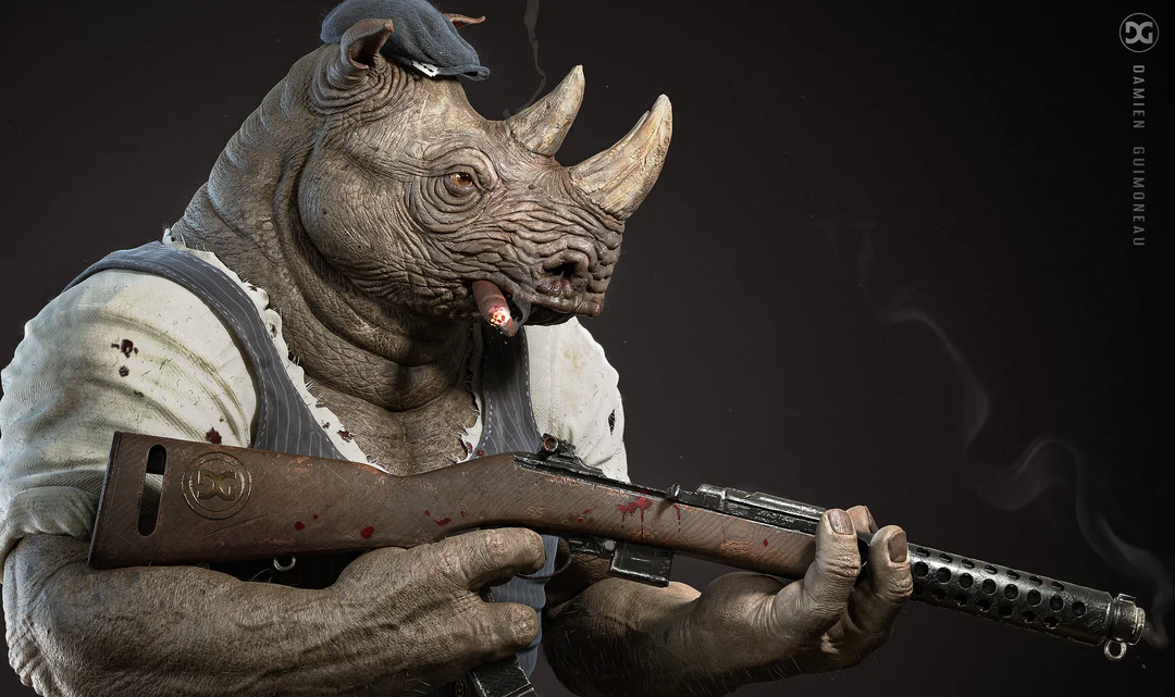 PEAKY RHINO by Damien Guimoneau | Scrolller