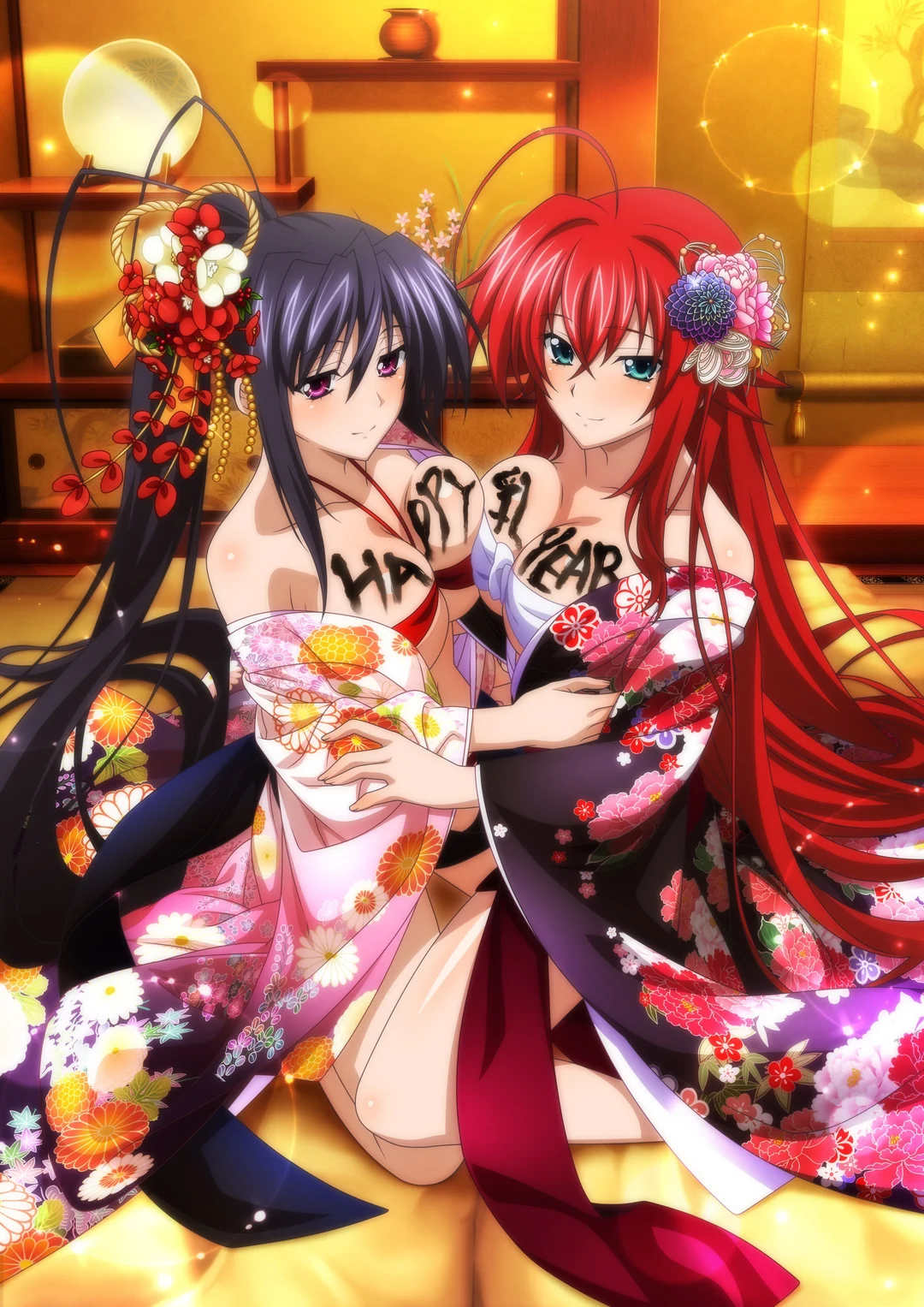 Happy New Year from Akeno Himejima & Rias Gremory! From the High School DxD Mobile Game | Scrolller