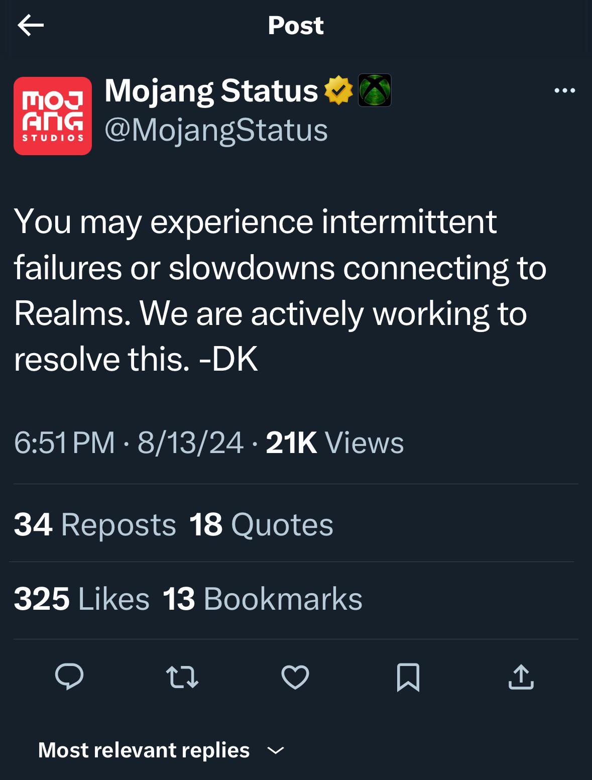 Mojang is working on the realms issue | Scrolller