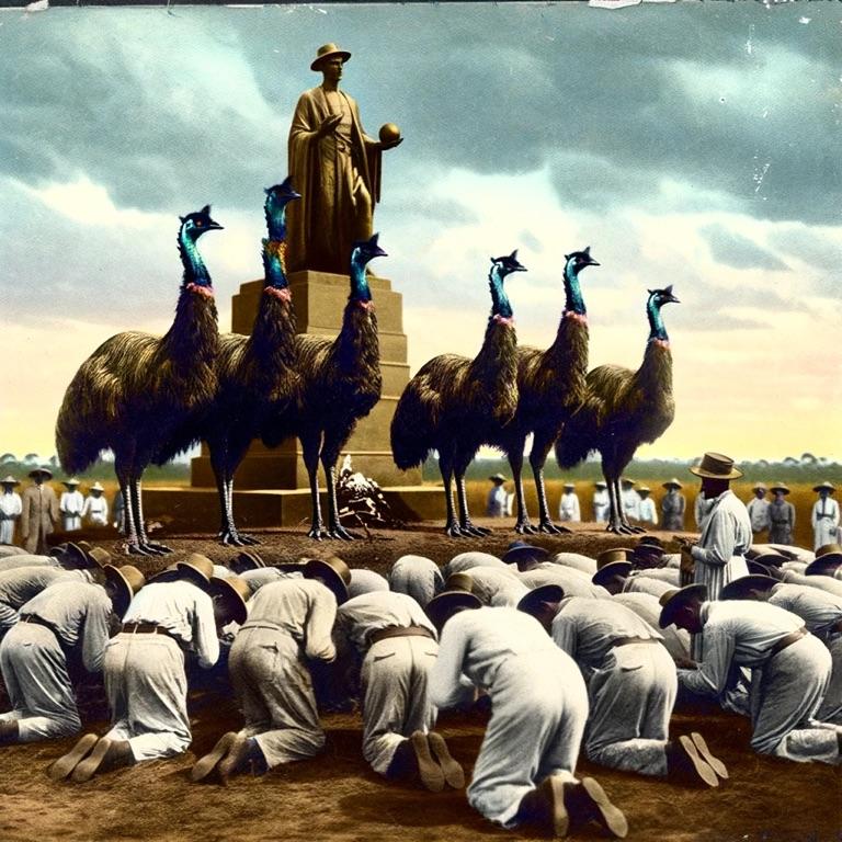 Colorised photo of Emu’s winning the war | Scrolller