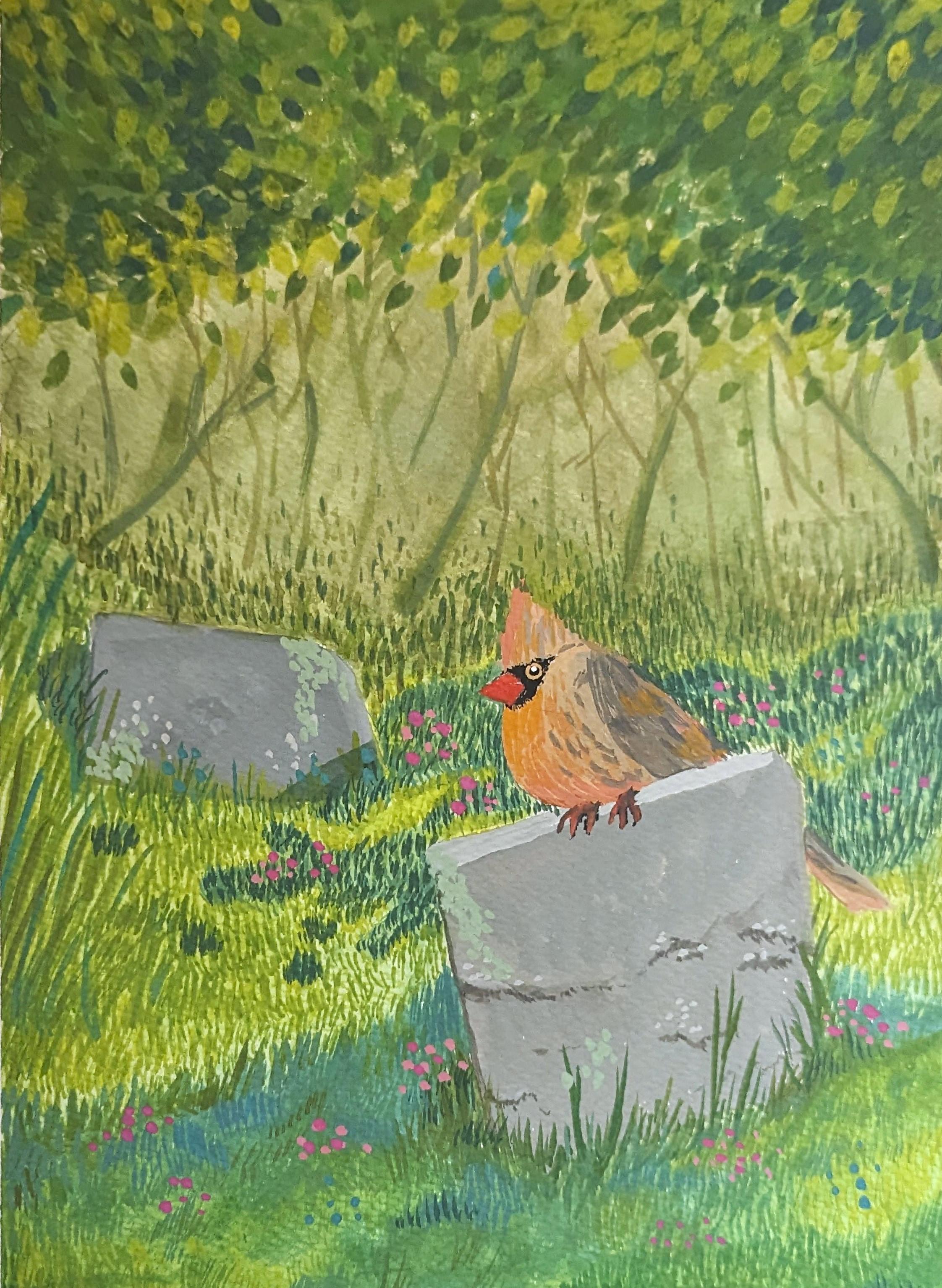 Cardinal, Me, Gouache, 2023 | Scrolller