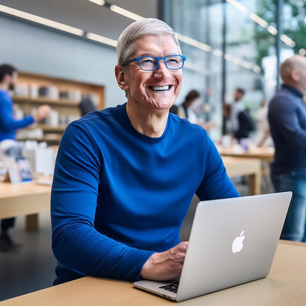 Tim Apple has popped into his local Apple Store to check Reddit. Wants to see how to monetise ...