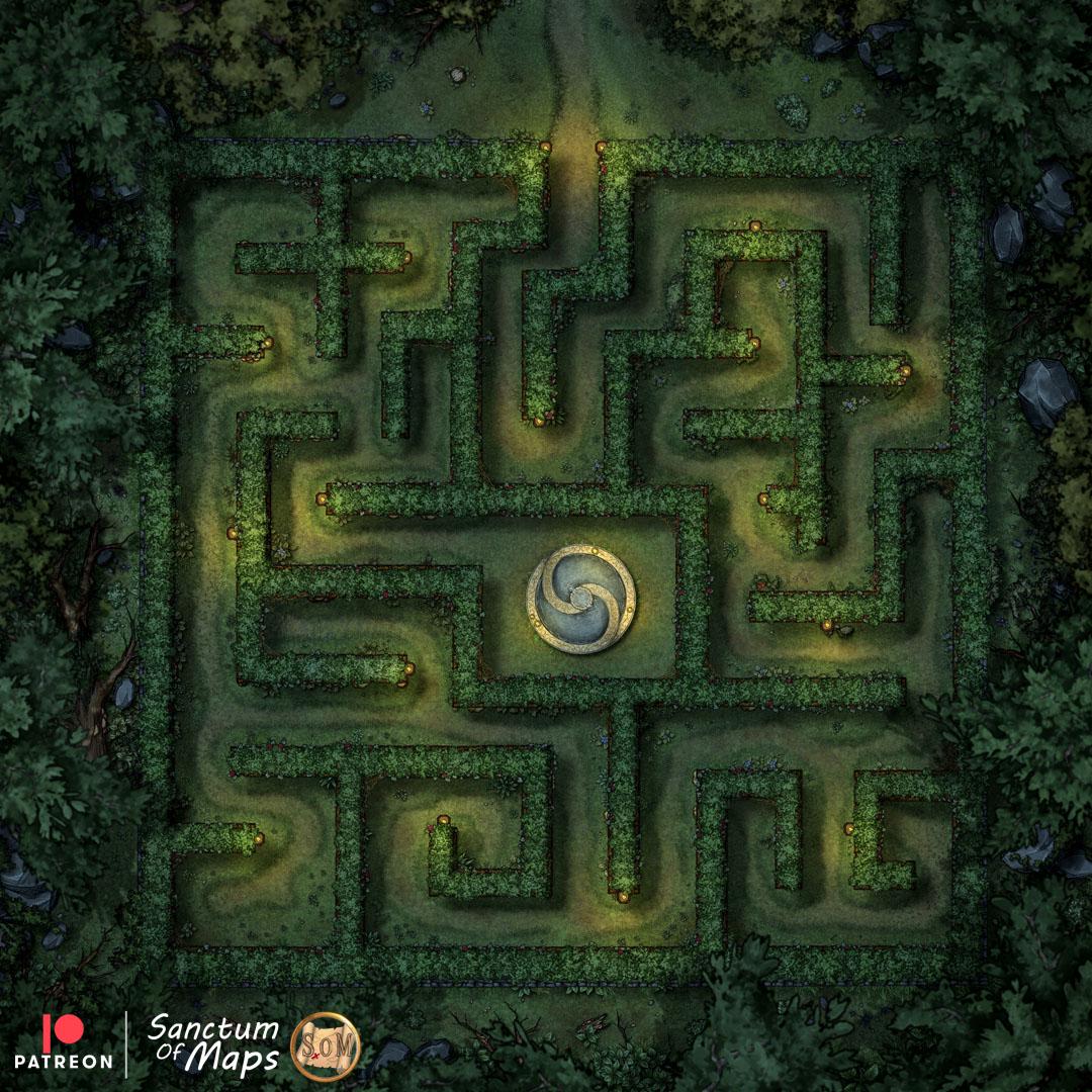 [OC] A Hedge Maze Battlemap! What would you have your players face in here? | Scrolller