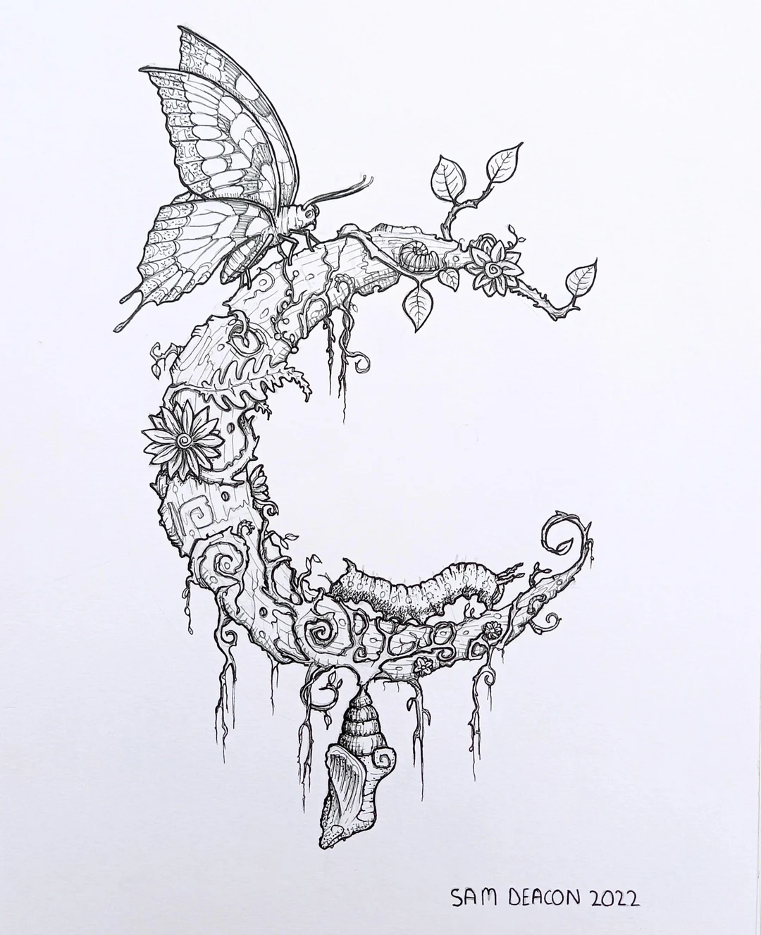 Metamorphosis, me, ink, 2022 | Scrolller